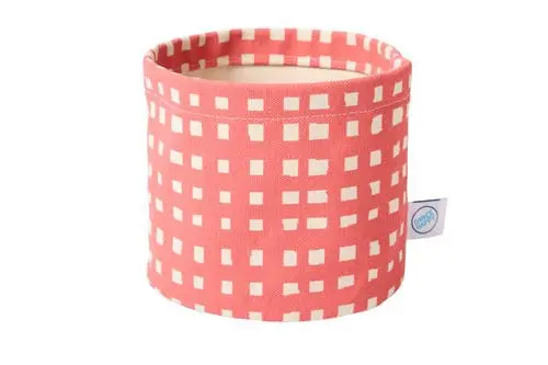 DANCE HAPPY Micro Grid Round Bin/canvas Planter - Coral