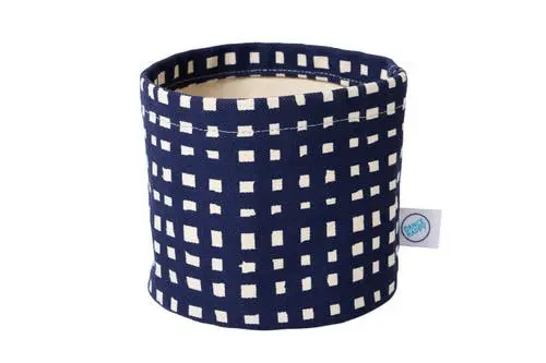 DANCE HAPPY Micro Grid Round Bin/canvas Planter - Navy