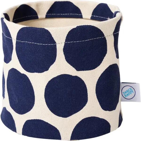 DANCE HAPPY Large Circles Round Bin/canvas Planter - Navy