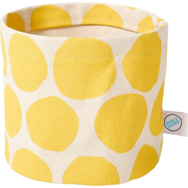 DANCE HAPPY Large Circles Round Bin/canvas Planter - Sunshine Yellow