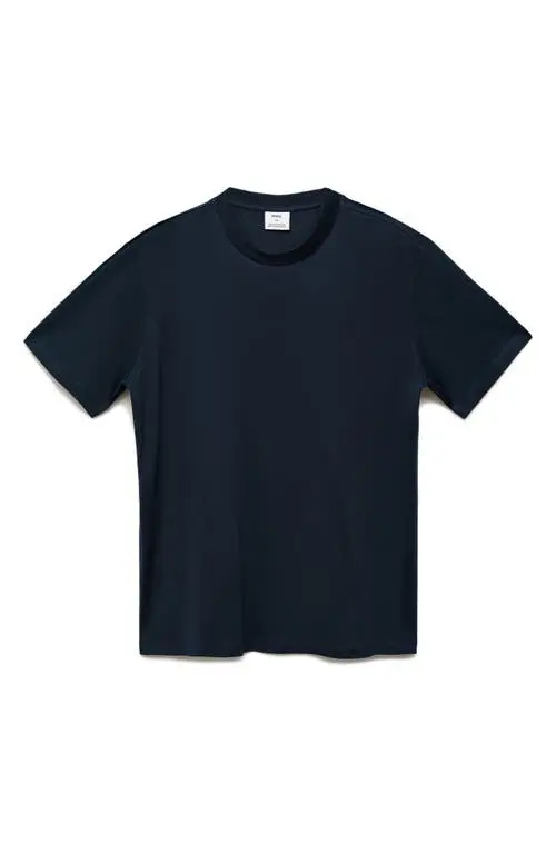 Mango Regular Fit Cotton T-shirt - Navy