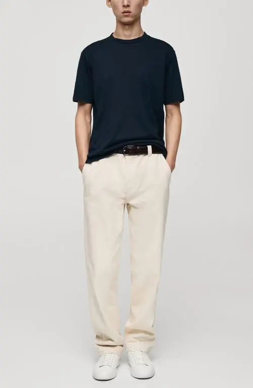 Mango Regular Fit Cotton T-shirt - Navy