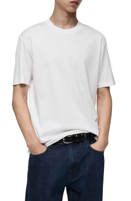 Mango Regular Fit Cotton T-shirt - White