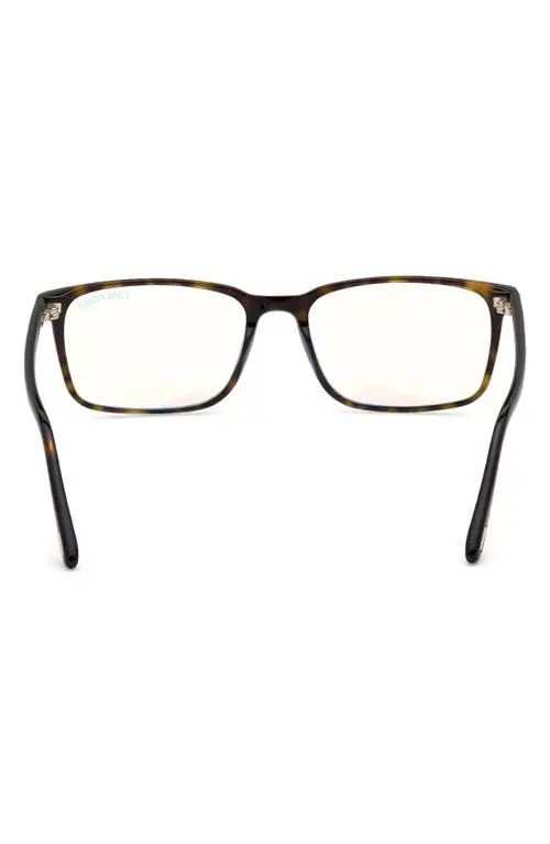 TOM FORD 56mm Rectangular Optical Glasses - Havana Rose Gold/t Logo