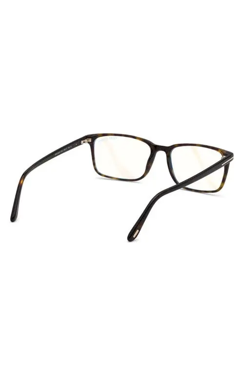 TOM FORD 56mm Rectangular Optical Glasses - Havana Rose Gold/t Logo