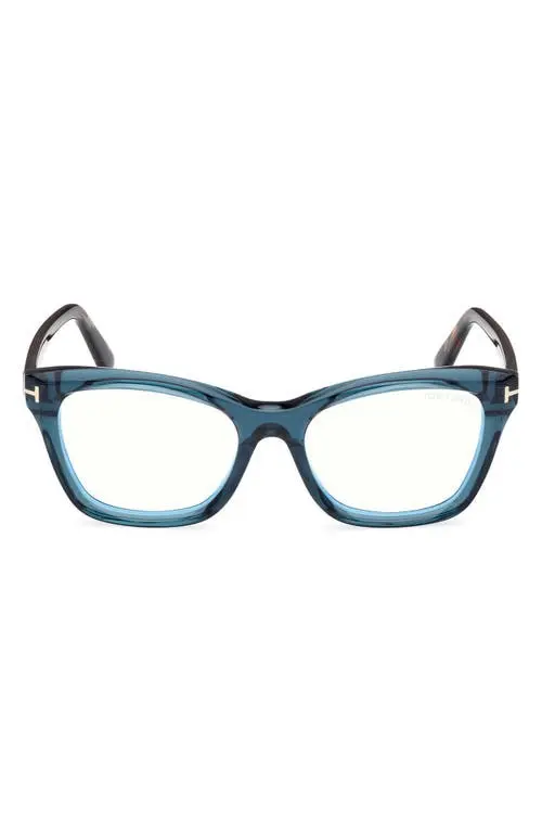 TOM FORD 53mm Cat Eye Optical Glasses - Aqua / Vintage Blue Havana