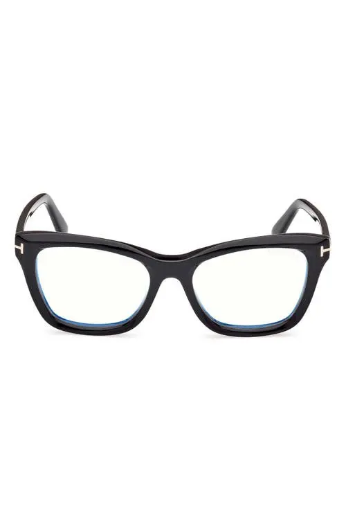 TOM FORD 53mm Cat Eye Optical Glasses - Black Eco / T Logo