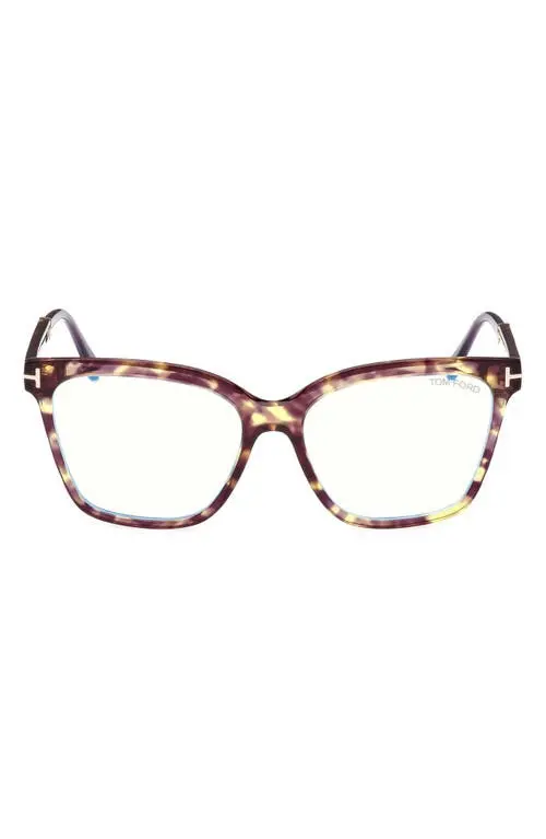TOM FORD 56mm Square Optical Glasses - Violet Yellow Havana Rose Gold