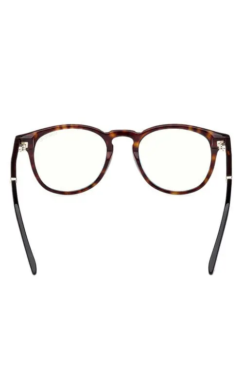 TOM FORD 49mm Round Optical Glasses - Havana Rose Gold / T Logo
