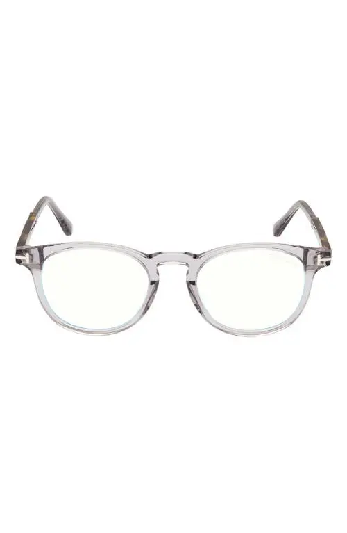 TOM FORD 49mm Round Optical Glasses - Smoke Grey Palladium