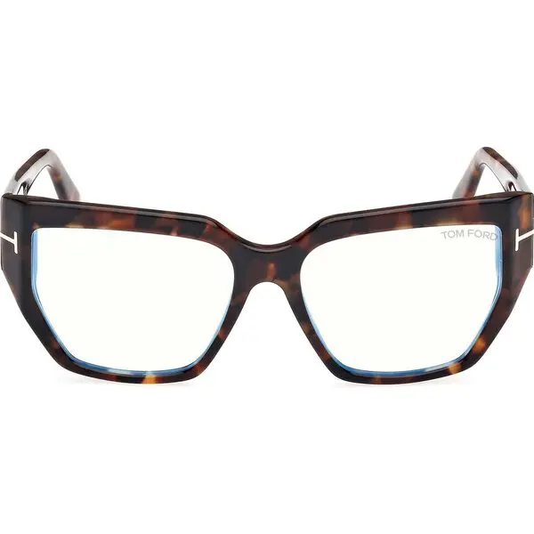 TOM FORD 54mm Square Optical Glasses - Havana Eco / T Logo