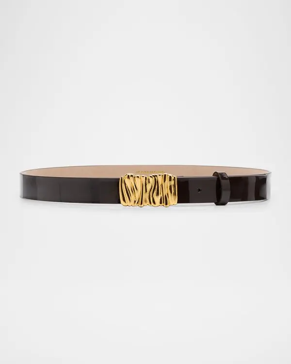 HEAVEN MAYHEM Gaia Leather Belt - Brown Patent