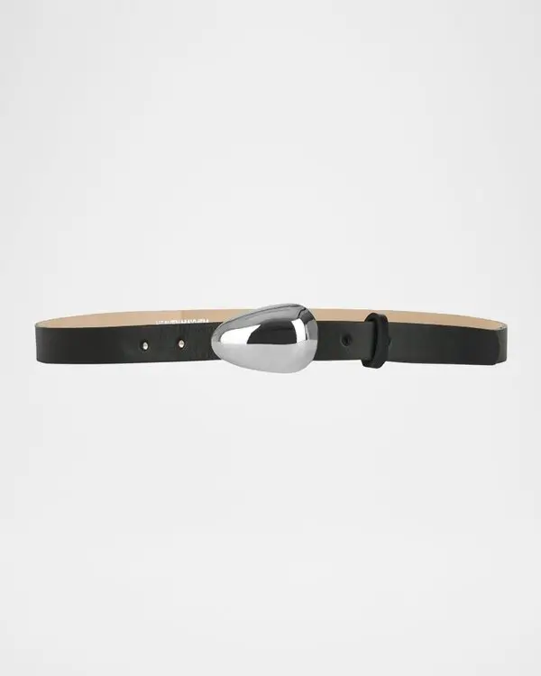 HEAVEN MAYHEM Bean Buckle Leather Belt - Black Silver