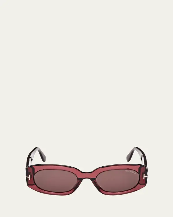 TOM FORD Cielle Oval Sunglasses - Shiny Transp Wine