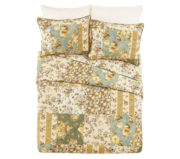 MODERN HEIRLOOM Floral Patch 3-pc Full/queen Qu Ilt Set - One-color