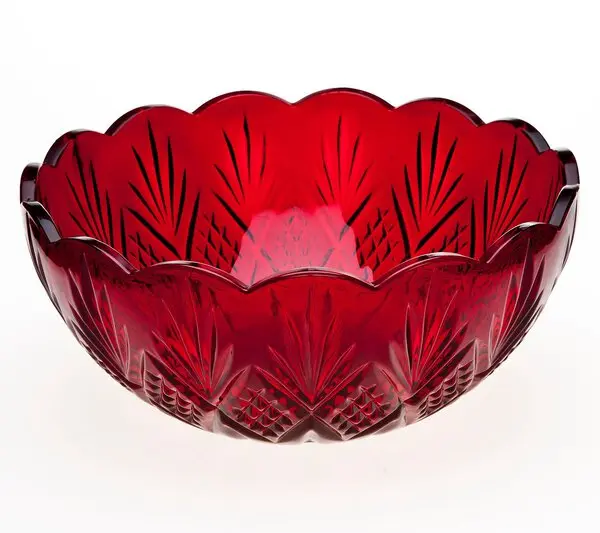 GODINGER Dublin Crystal Red Serving Bowl - One-color