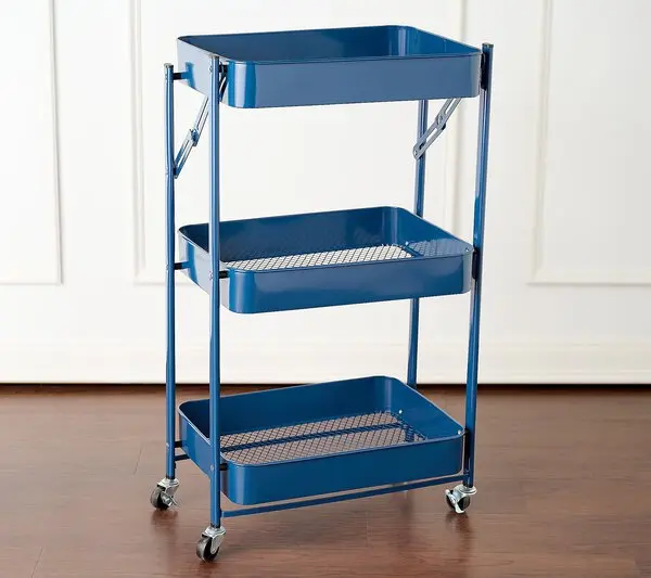 P.S. HOME 3 Tier Collapsible Cart With Wheels - One-color