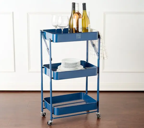 P.S. HOME 3 Tier Collapsible Cart With Wheels