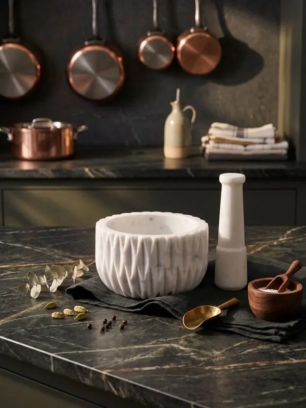 GAURI KOHLI Russell Marble Mortar And Pestle