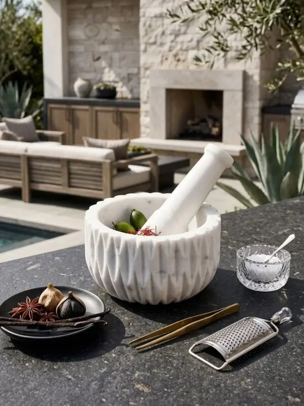 GAURI KOHLI Russell Marble Mortar And Pestle