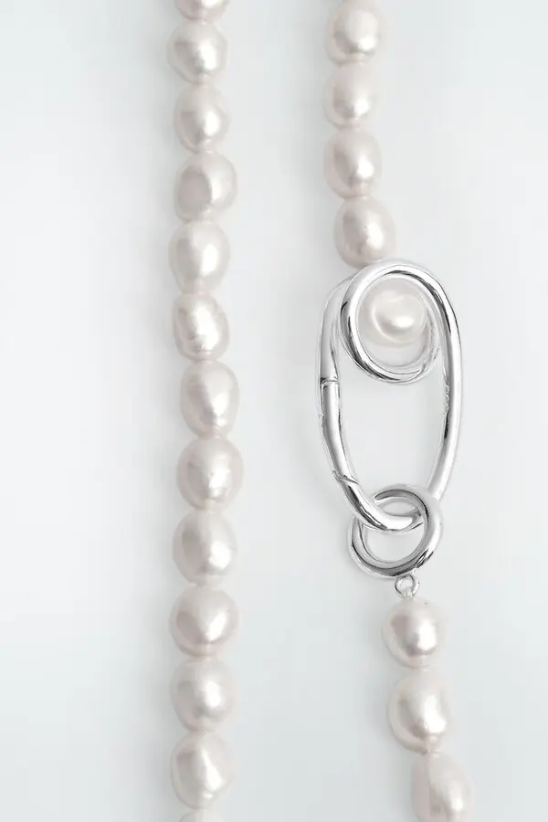 Cos Coiled Freshwater Pearl Necklace - Silver-colored