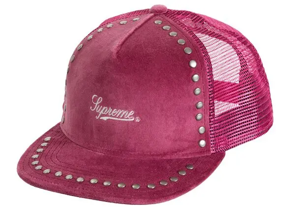 Supreme Studded Velvet Mesh Back 5-panel Cap - Dusty Pink