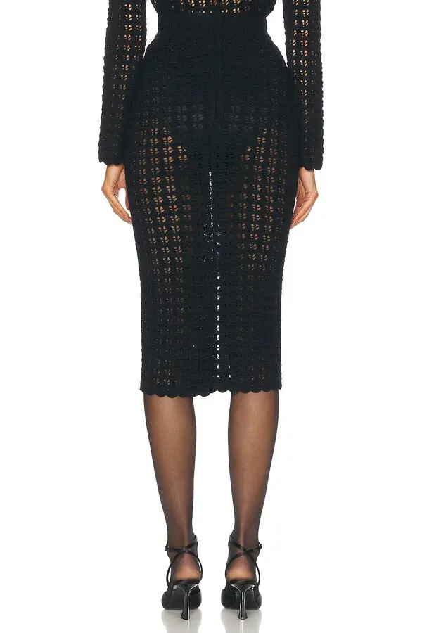 Dolce & Gabbana Crochet Knit Midi Skirt - Black