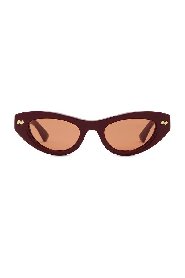 Bottega Veneta Bold Ribbon Stud Sunglasses - Burgundy & Brown
