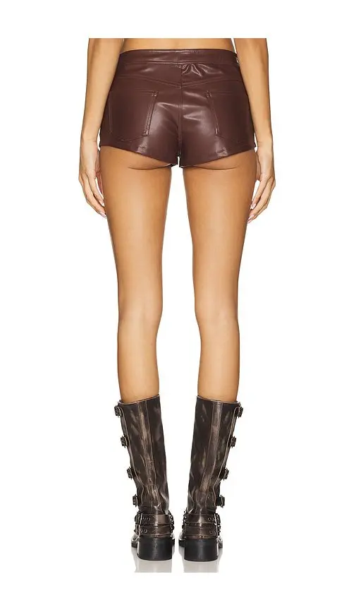 Superdown Gianna Faux Leather Shorts - Brown