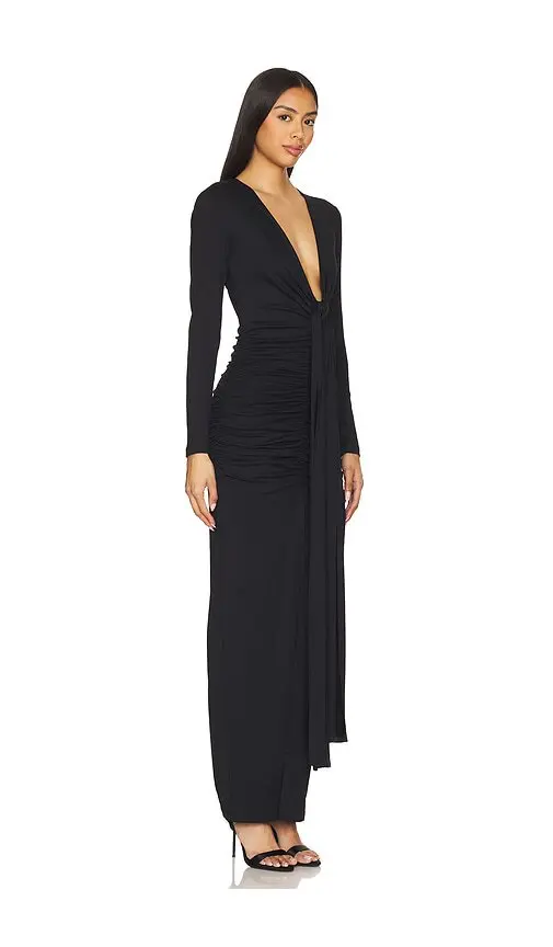 Susana Monaco Long Sleeve Gathered Tie Maxi Dress