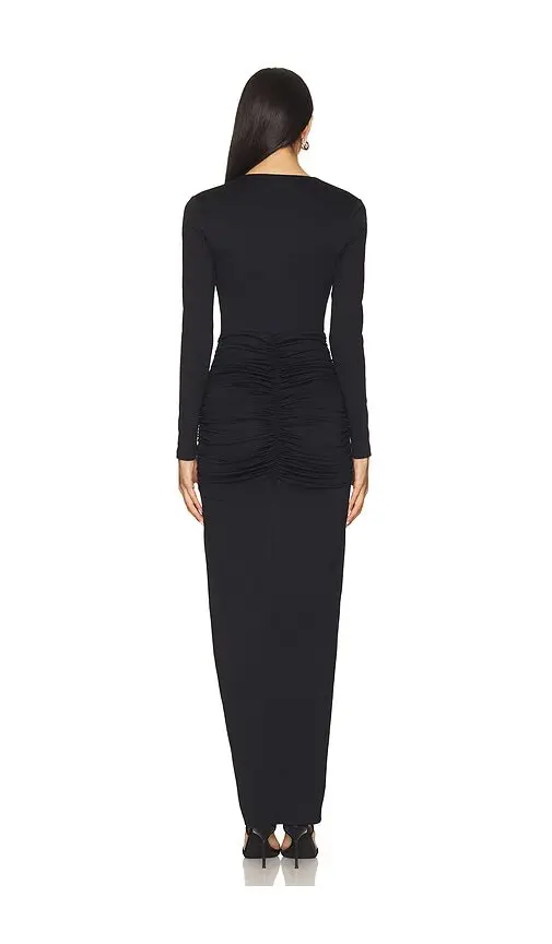 Susana Monaco Long Sleeve Gathered Tie Maxi Dress