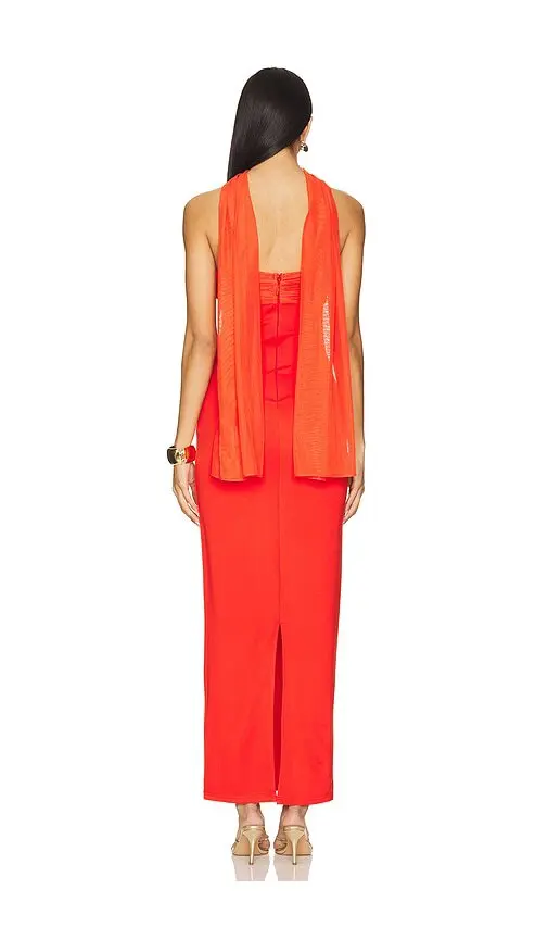 Superdown Maxi Dress With Detachable Scarf - Red