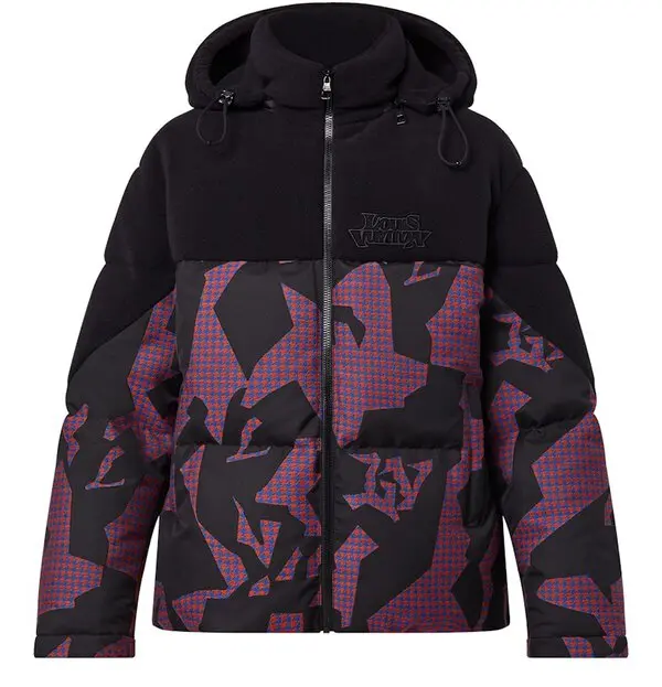 LOUIS VUITTON Bimaterial Hooded Down Jacket - Black/violet