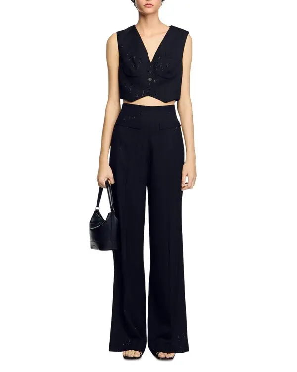 Sandro Sequin Suit Pants - Black