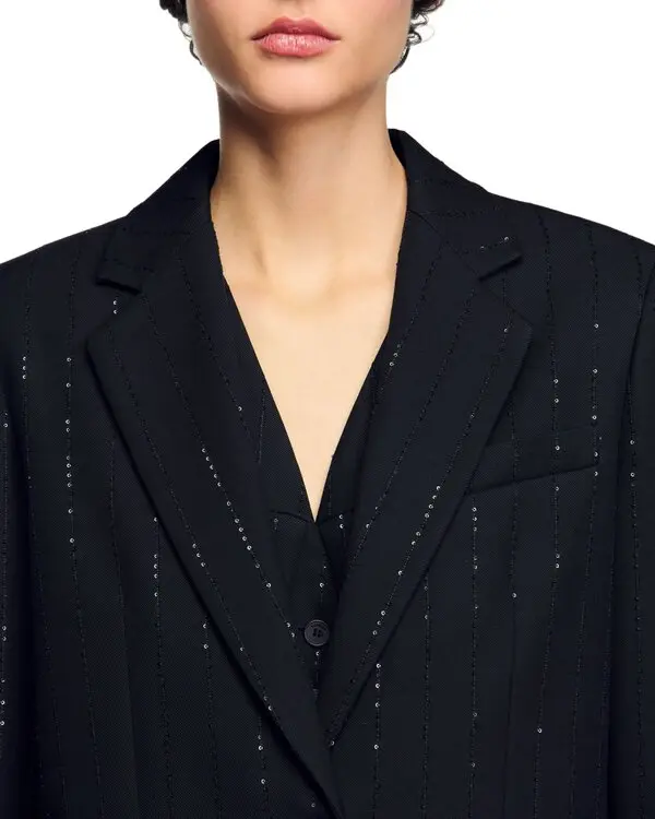 Sandro Sequin Suit Jacket - Black