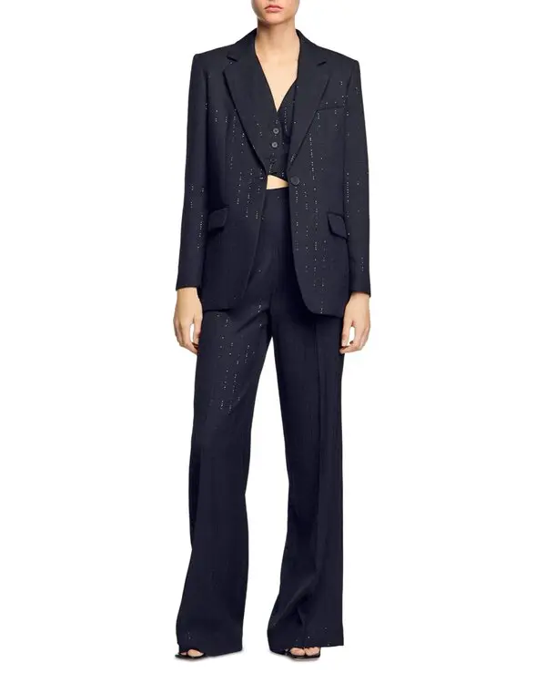 Sandro Sequin Suit Jacket - Black