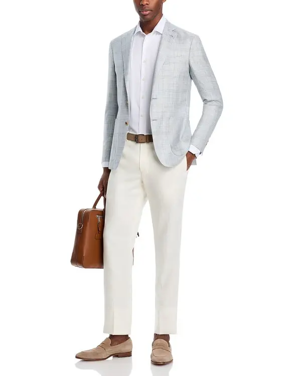 Canali Kei Plaid Unstructured Sport Coat - Light Blue
