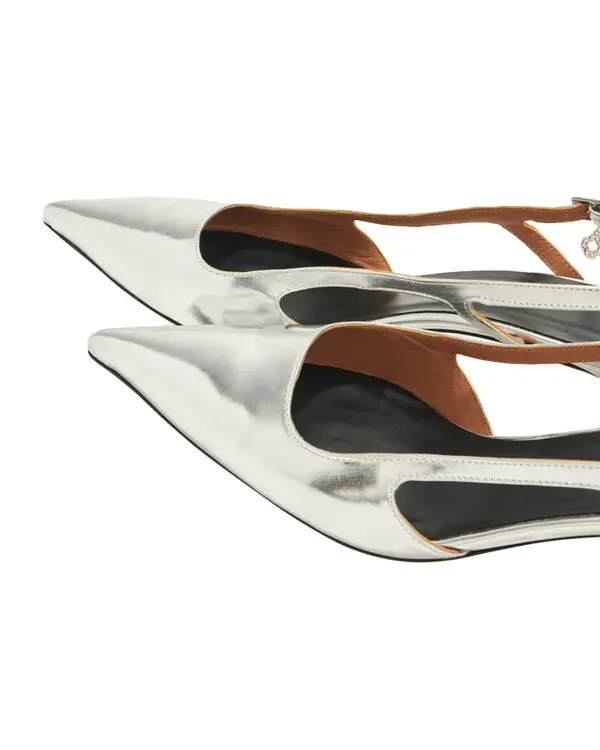 Maje Leather Strappy Heels - Silver