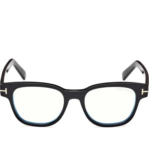 TOM FORD 50mm Square Frame Blue Light Glasses - Black Eco / T Logo