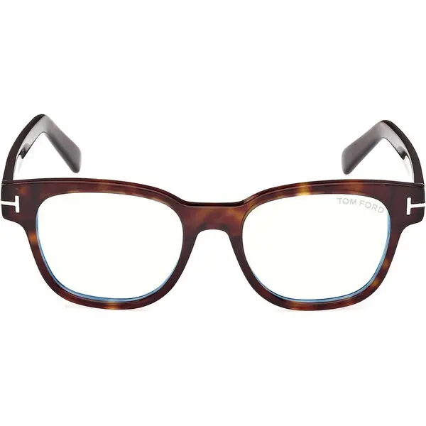 TOM FORD 50mm Square Frame Blue Light Glasses - Havana Eco / T Logo