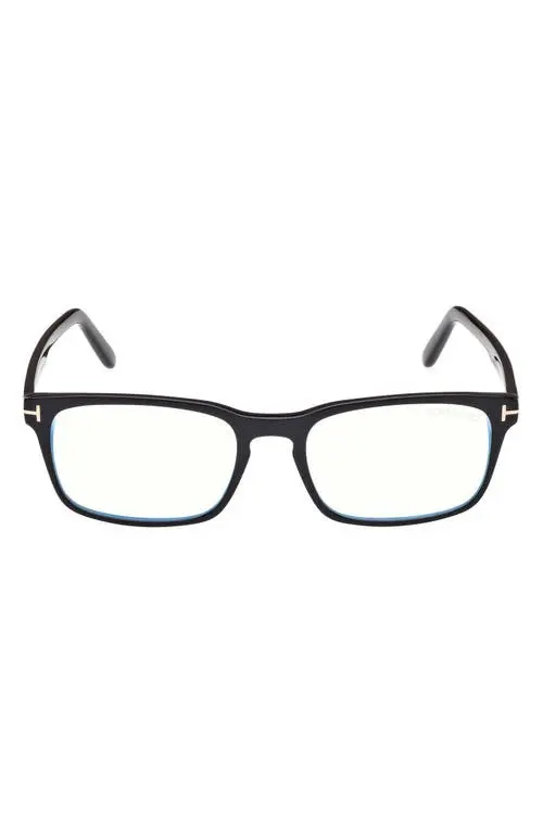 TOM FORD 54mm Rectangular Eyeglasses - Black Eco / T Logo