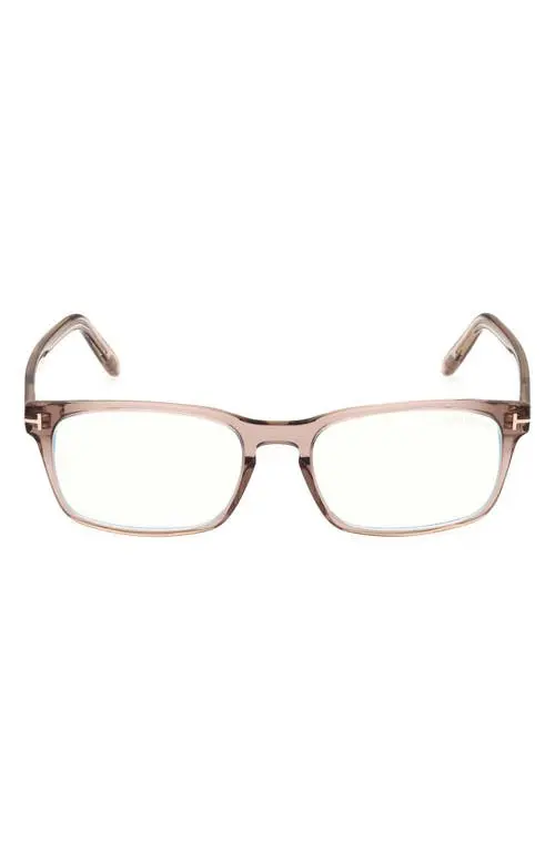 TOM FORD 54mm Rectangular Eyeglasses - Light Sand / T Logo