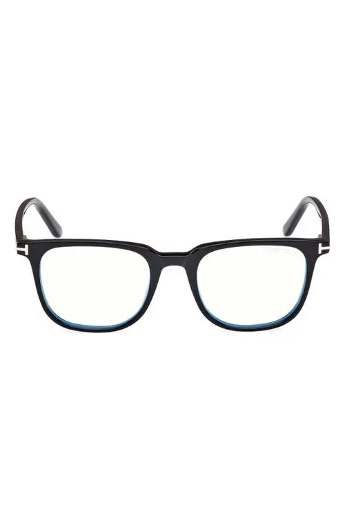 TOM FORD 50mm Square Optical Glasses And Clip-on Sunglasses - Black Eco / T Logo