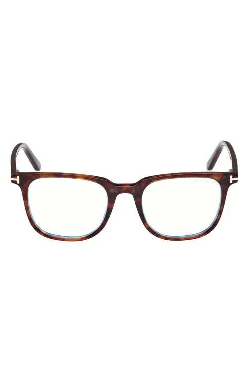 TOM FORD 50mm Square Optical Glasses And Clip-on Sunglasses - Havana Eco / T Logo