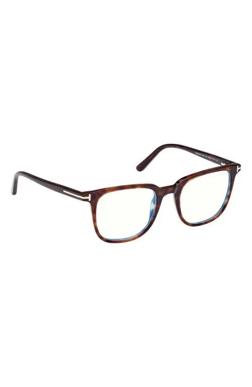 TOM FORD 50mm Square Optical Glasses And Clip-on Sunglasses - Havana Eco / T Logo
