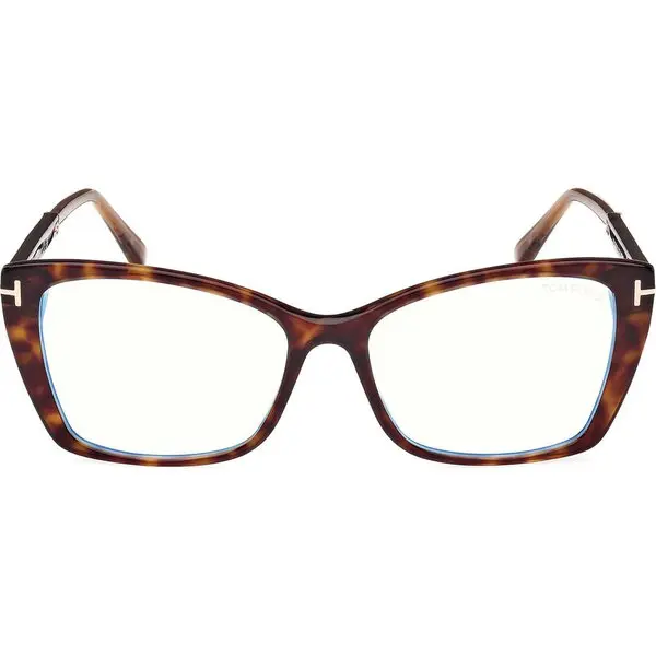 TOM FORD 55mm Butterfly Optical Glasses - Havana Rose Gold / T Logo