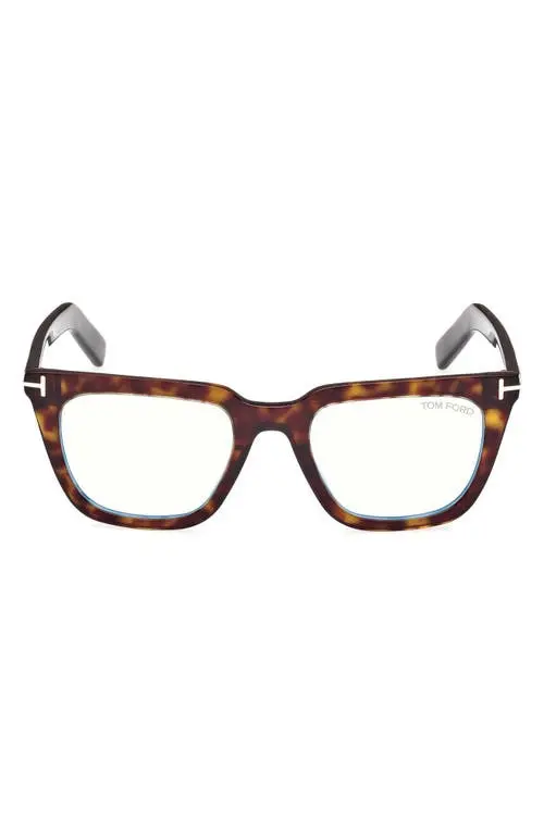 TOM FORD 50mm Square Eyeglasses - Havana Eco / T Logo