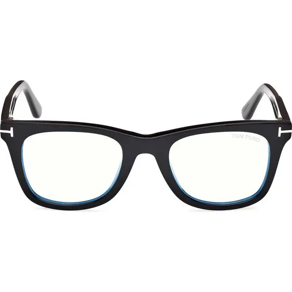 TOM FORD 50mm Square Frame Optical Glasses - Black Eco / T Logo