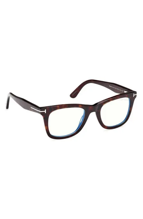 TOM FORD 50mm Square Frame Optical Glasses - Havana Eco / T Logo