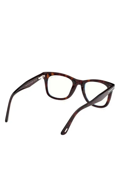 TOM FORD 50mm Square Frame Optical Glasses - Havana Eco / T Logo